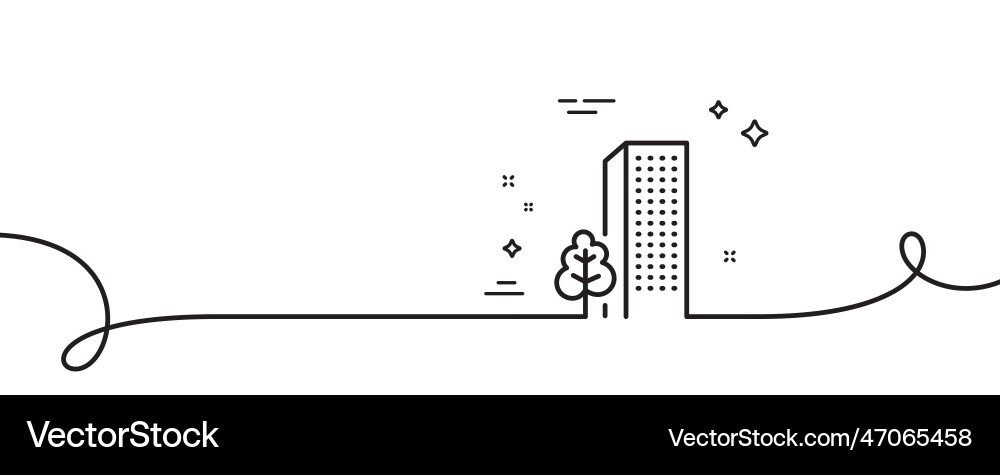 Buildings line icon city architecture with tree Vector Image