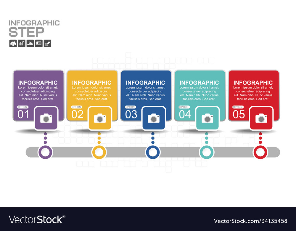 Business data process chart diagram with steps Vector Image
