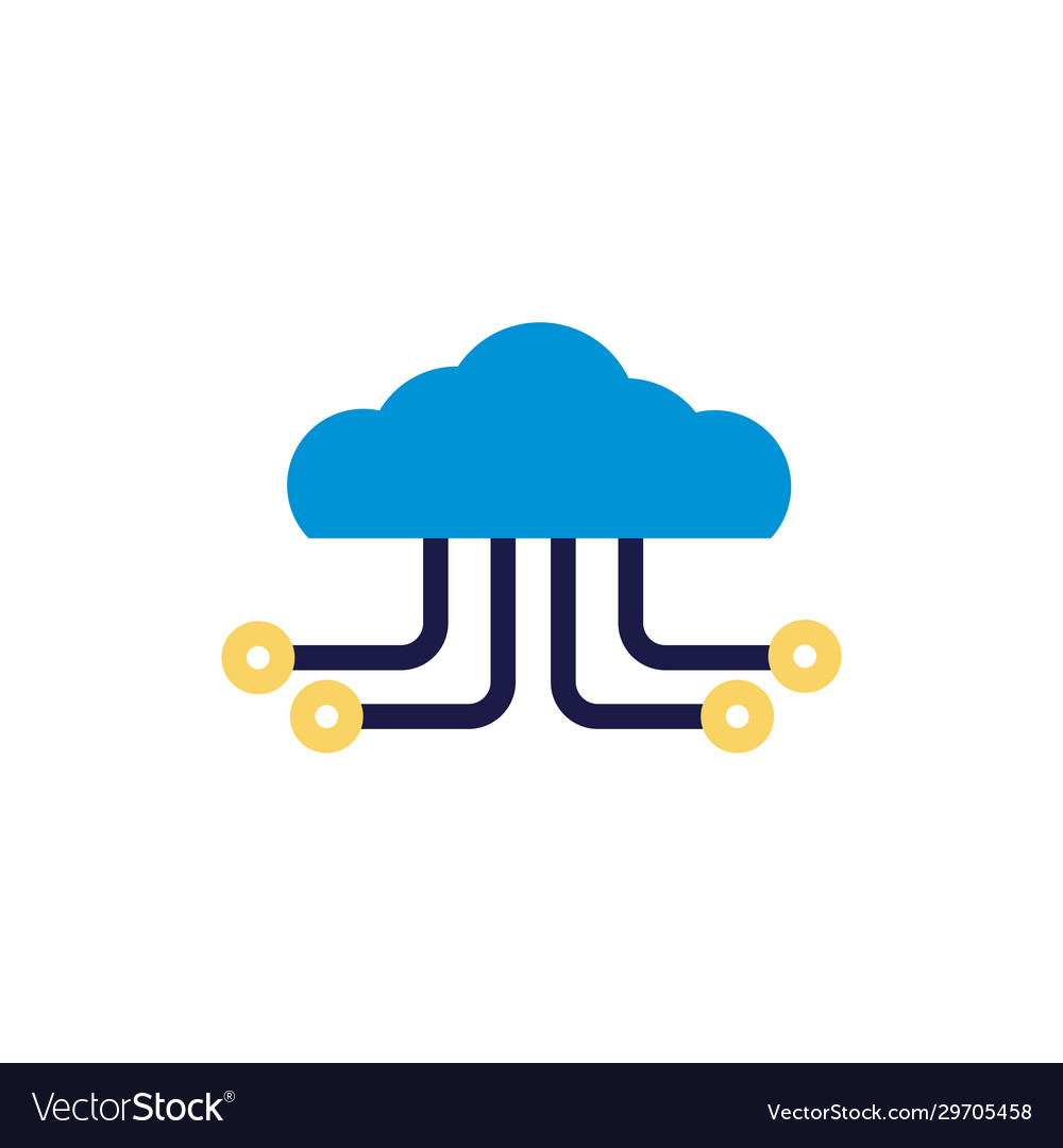 Cloud Computing With Lines Network Lineal Color Vector Image