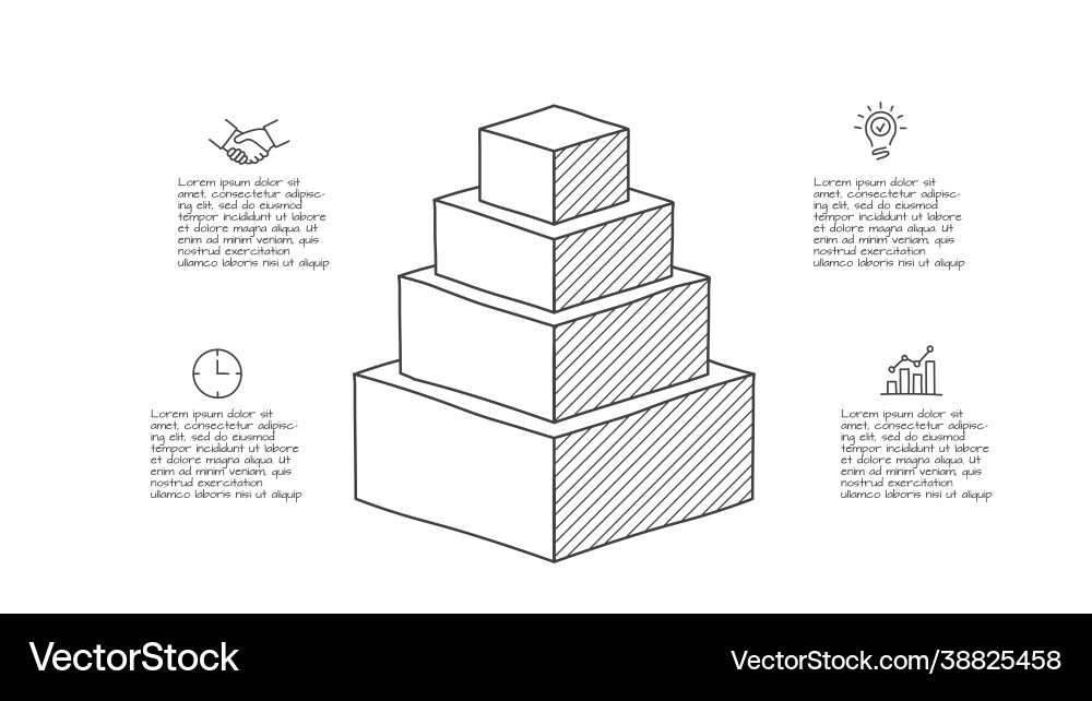 Doodle infographic pyramid with 4 options hand Vector Image