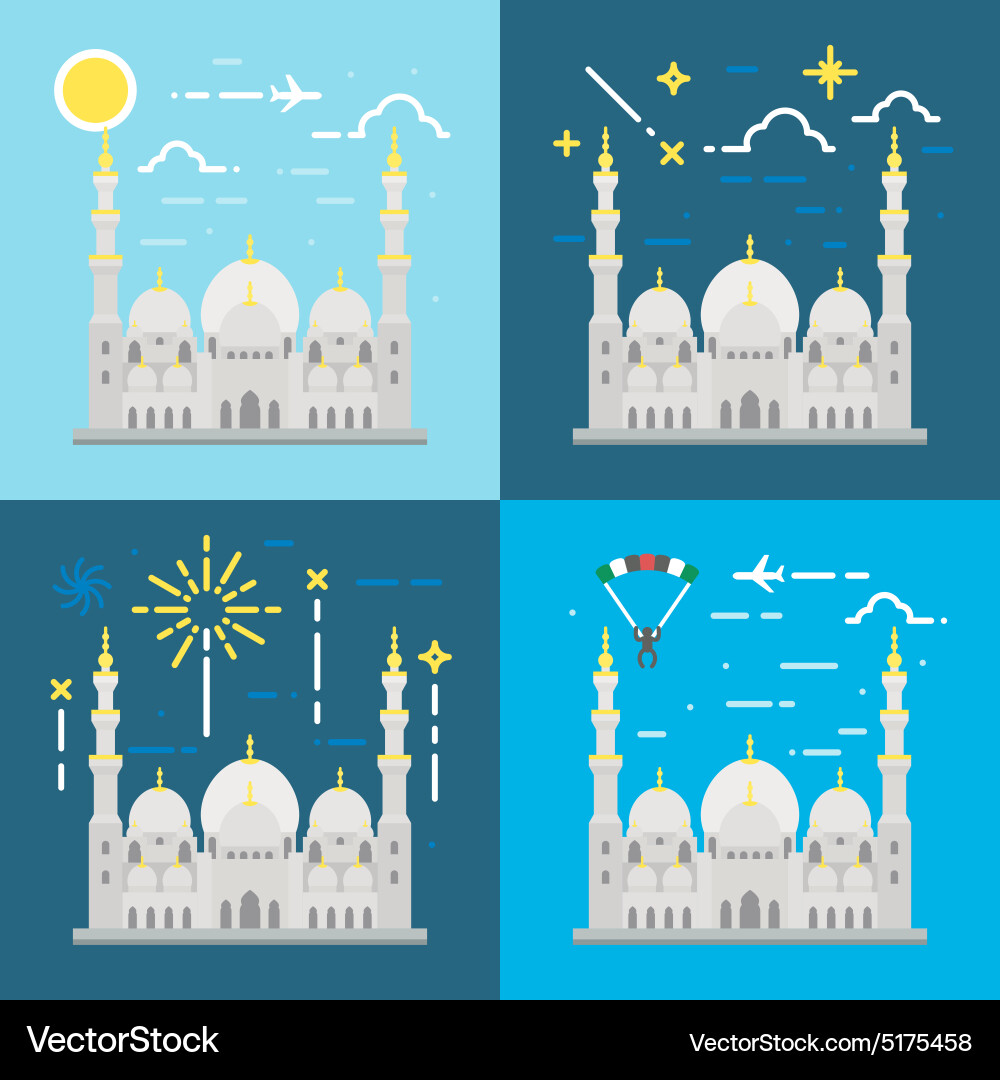 Flat design sheikh zayed grand mosque abu dhabi Vector Image