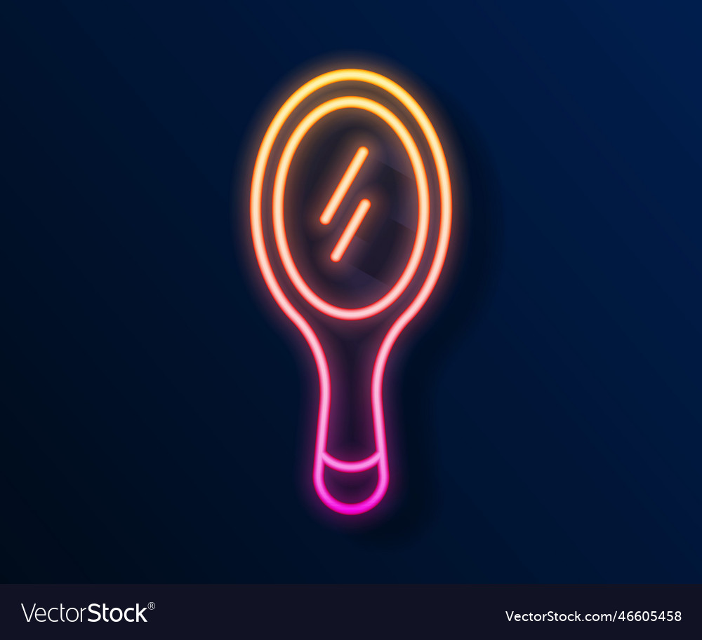 Glowing Neon Line Hand Mirror Icon Isolated On Vector Image