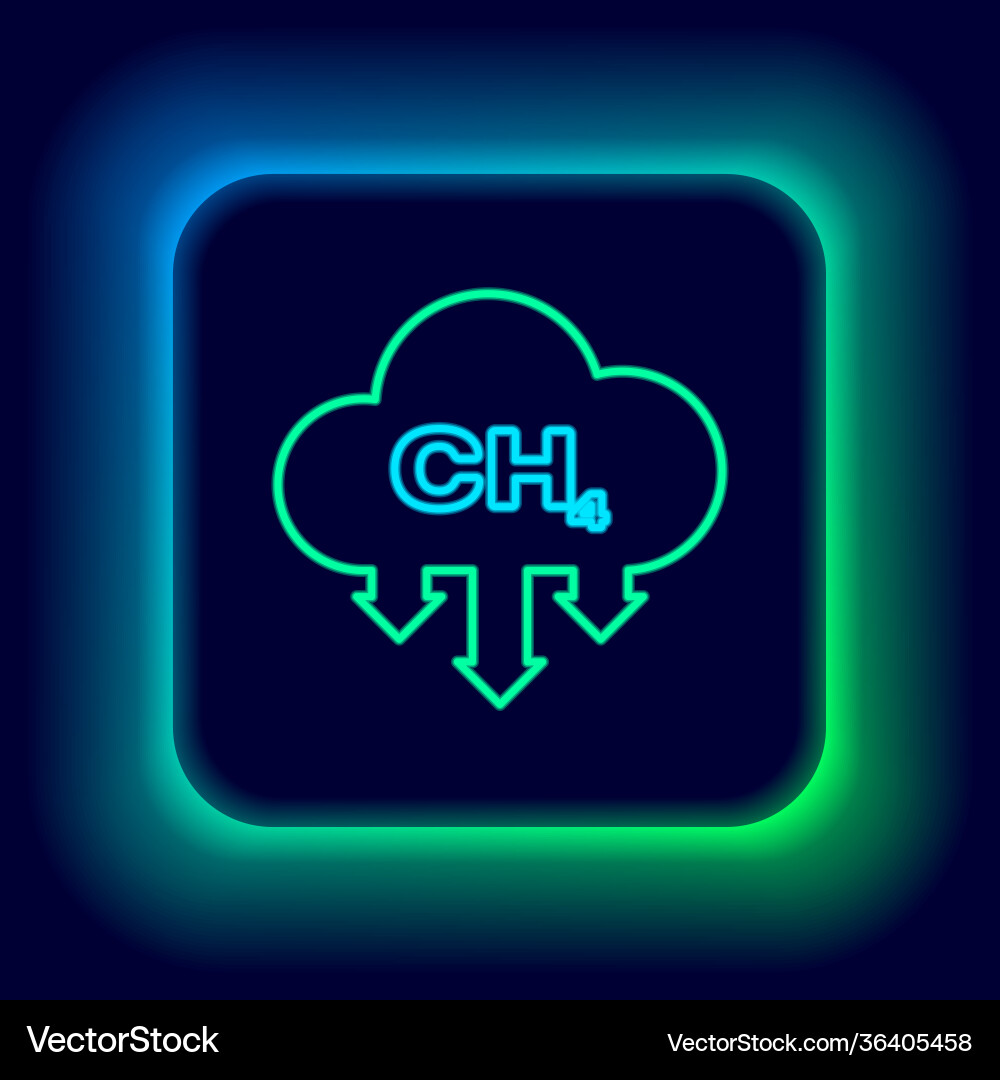 Glowing neon line methane emissions reduction icon
