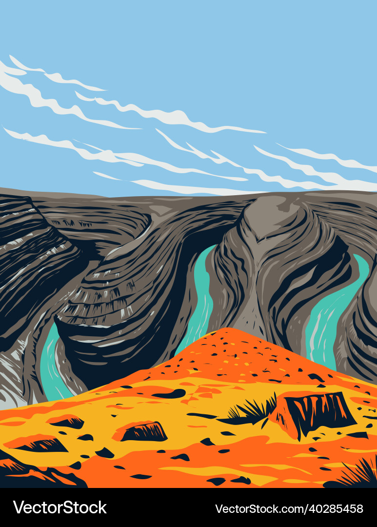 Goosenecks state park overlooking a meander Vector Image