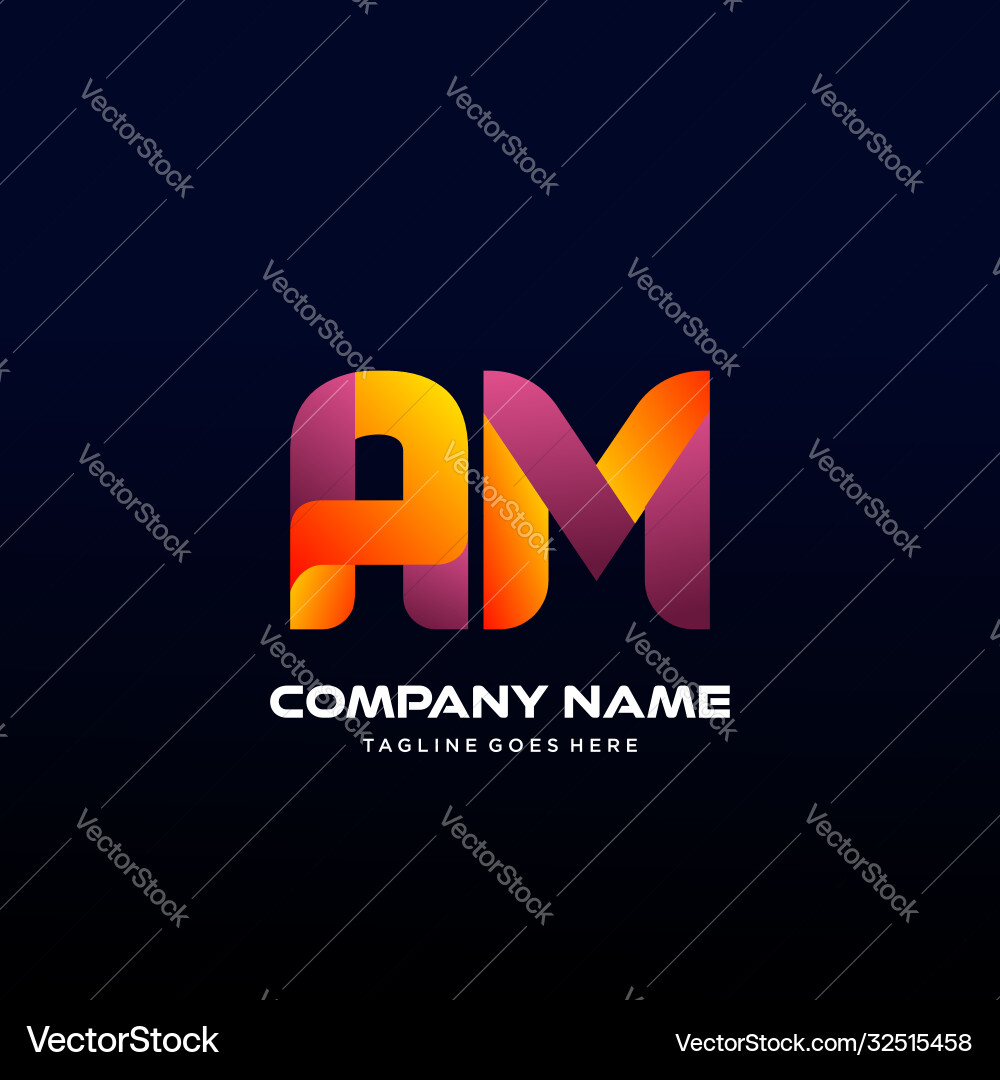 Letter am initial logo with colorful Royalty Free Vector