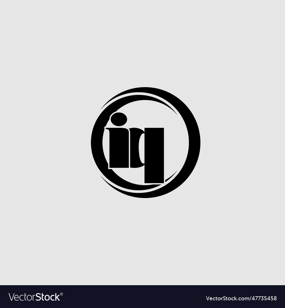 Letters iq simple circle linked line logo Vector Image
