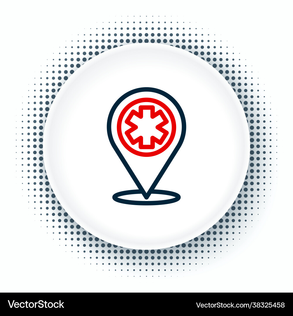 Line medical map pointer with cross hospital icon Vector Image
