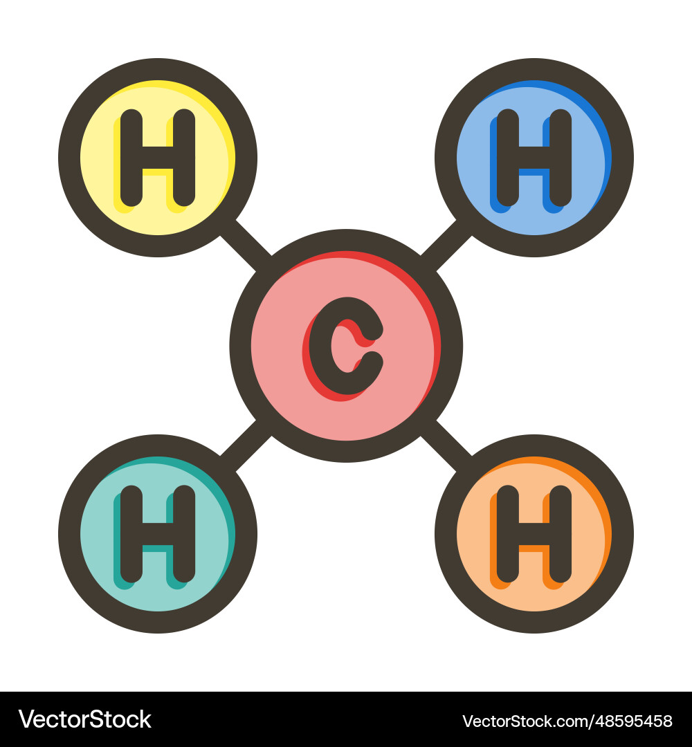 Methane thick line filled colors for personal Vector Image