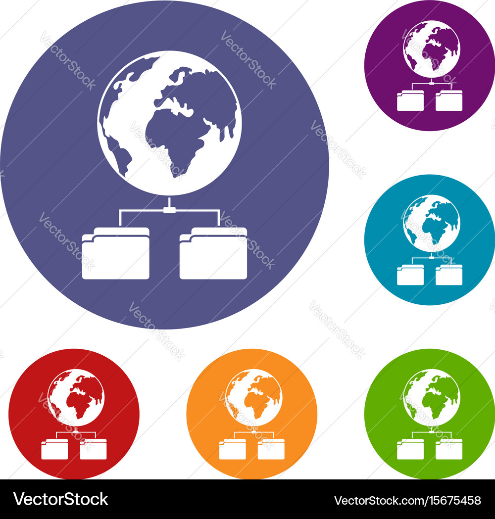 Planet and two folders icons set Royalty Free Vector Image
