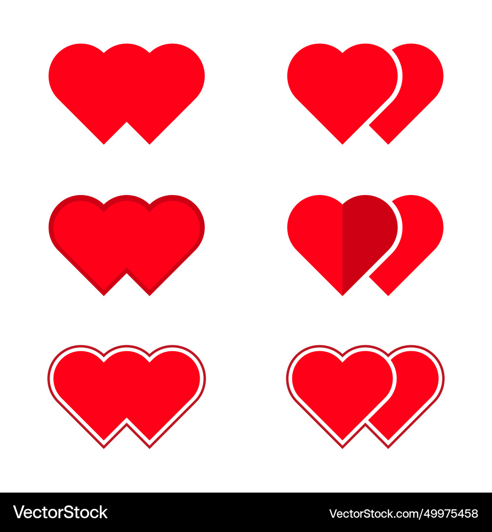 Red heart set stylish love design element Vector Image