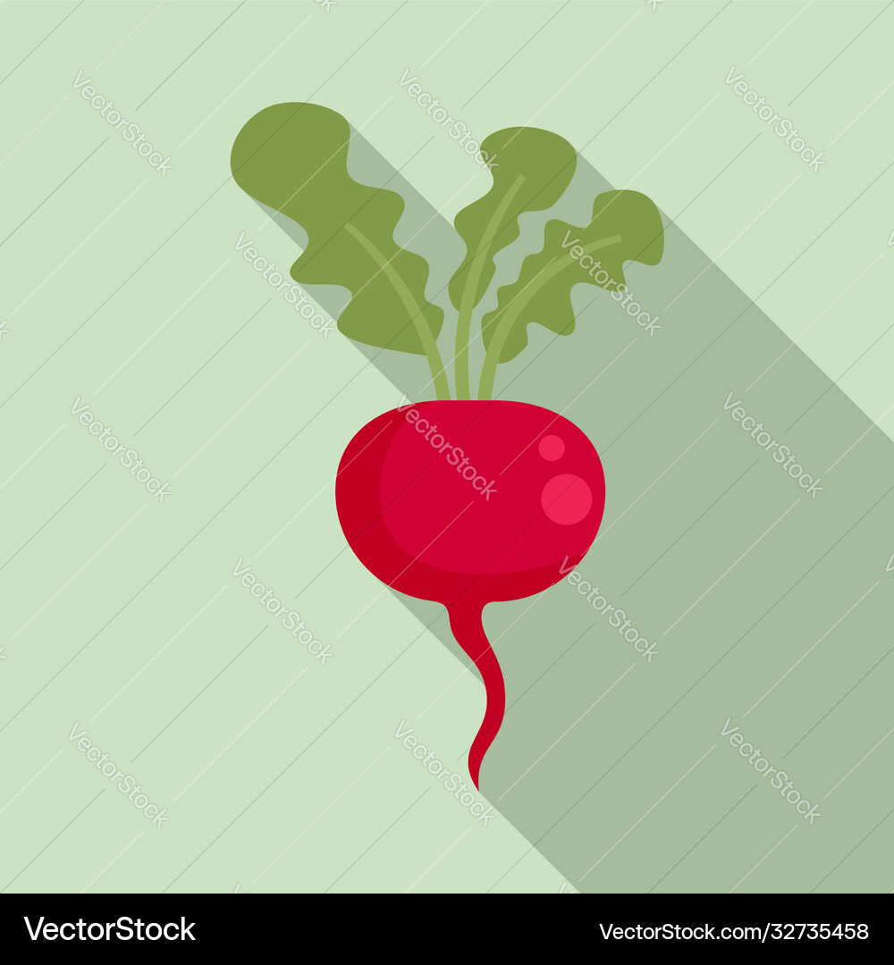 Red organic radish icon flat style Royalty Free Vector Image