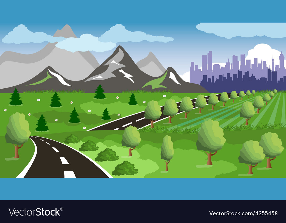 Road to a city Royalty Free Vector Image - VectorStock