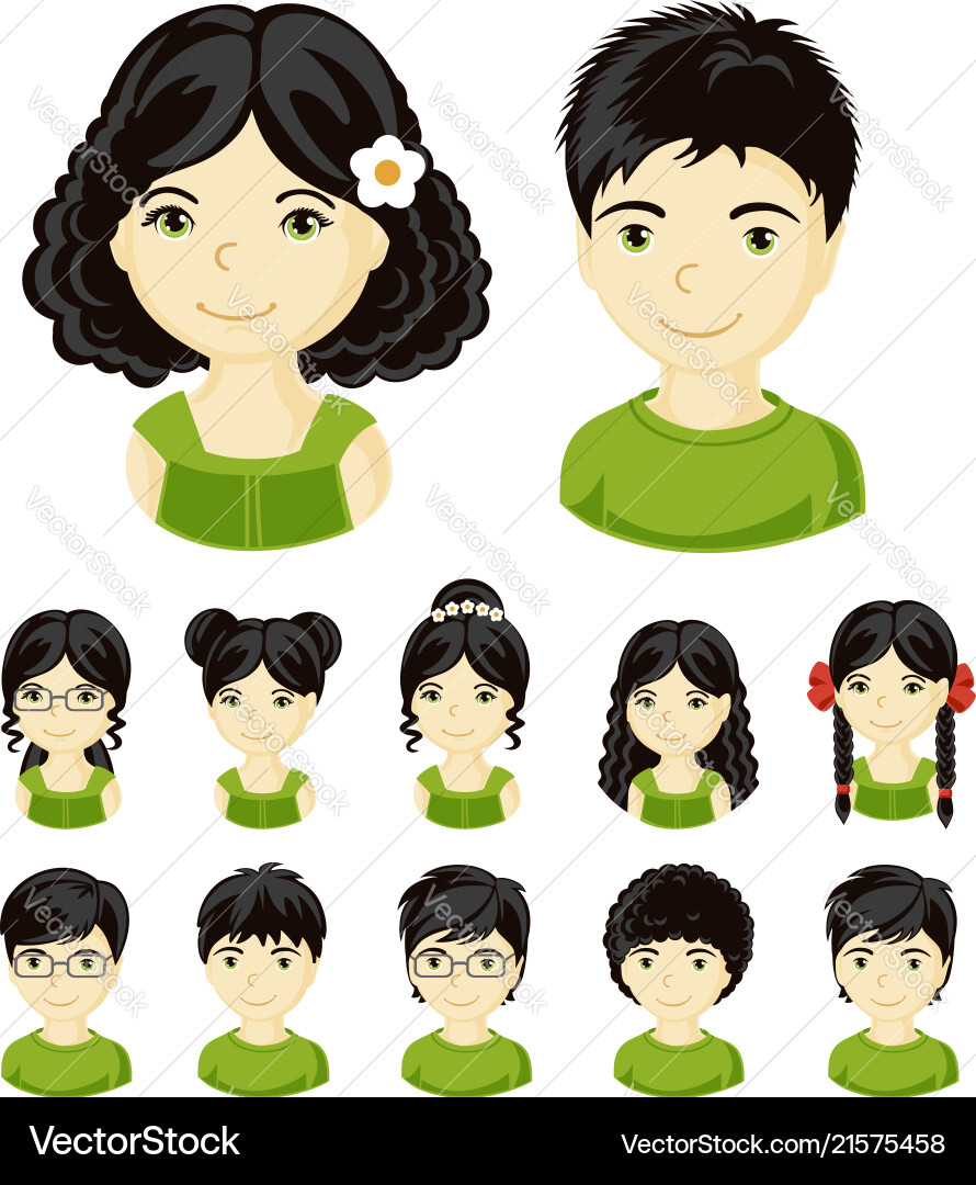 Set of children faces Royalty Free Vector Image