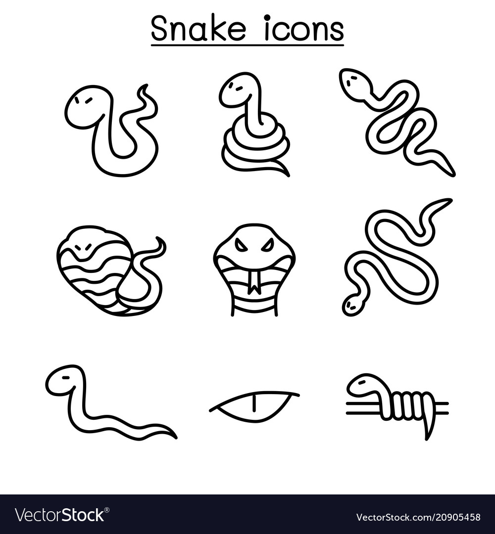 Snake icon set in thin line style Royalty Free Vector Image