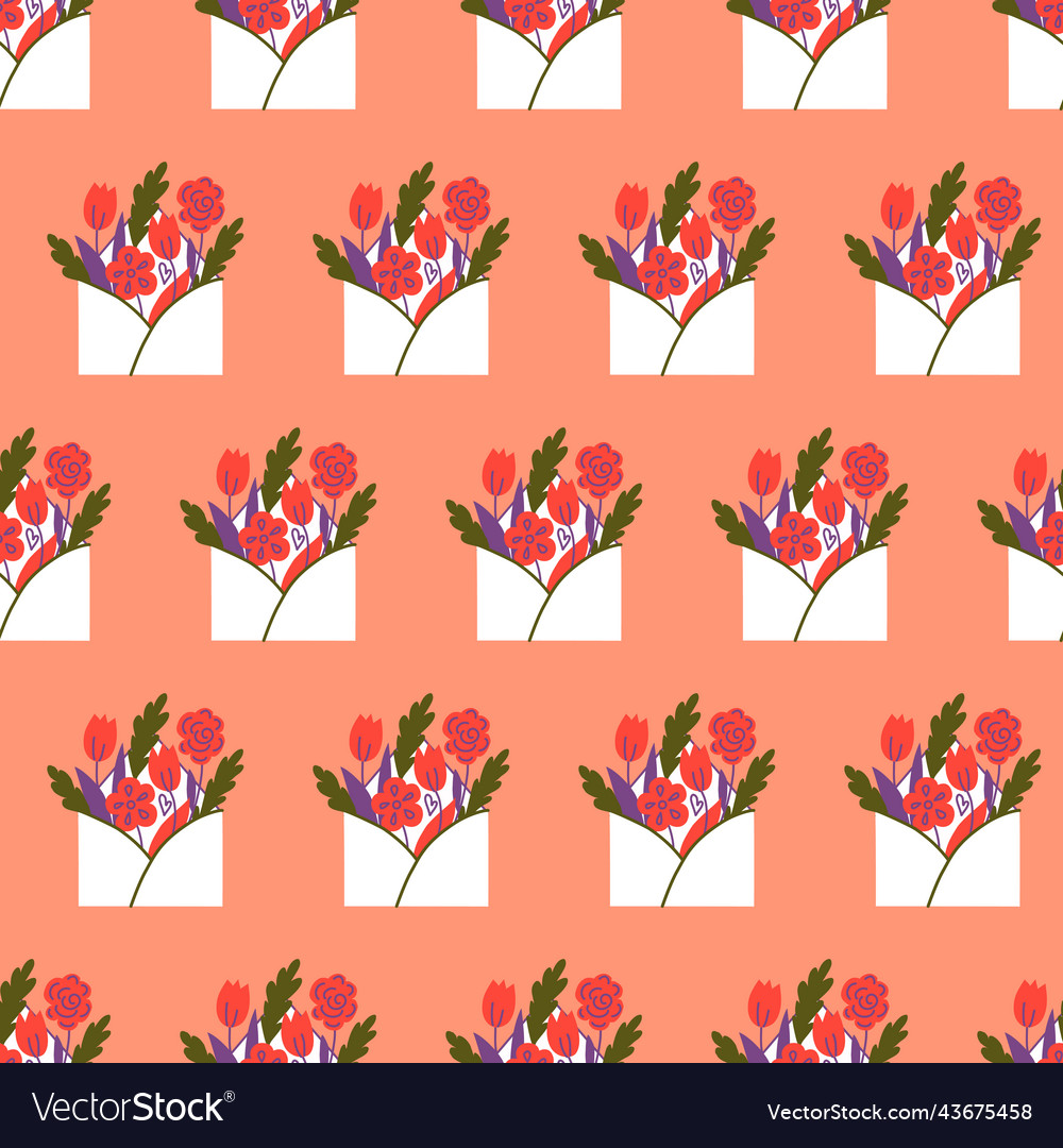 Spring seamless patterns with flowers watering Vector Image