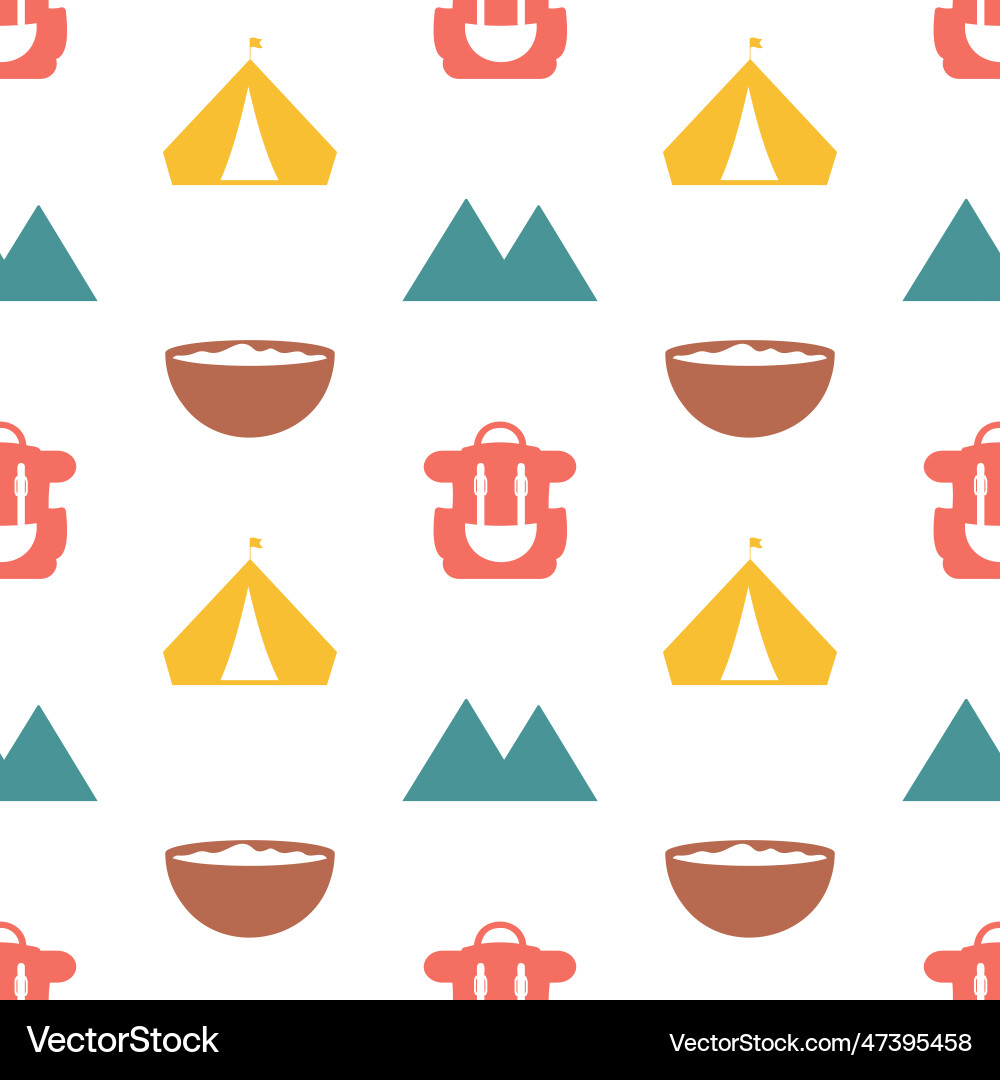 Summer camp seamless pattern design of camping Vector Image