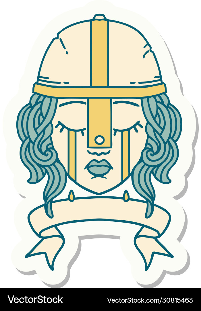 Crying human fighter character with banner sticker
