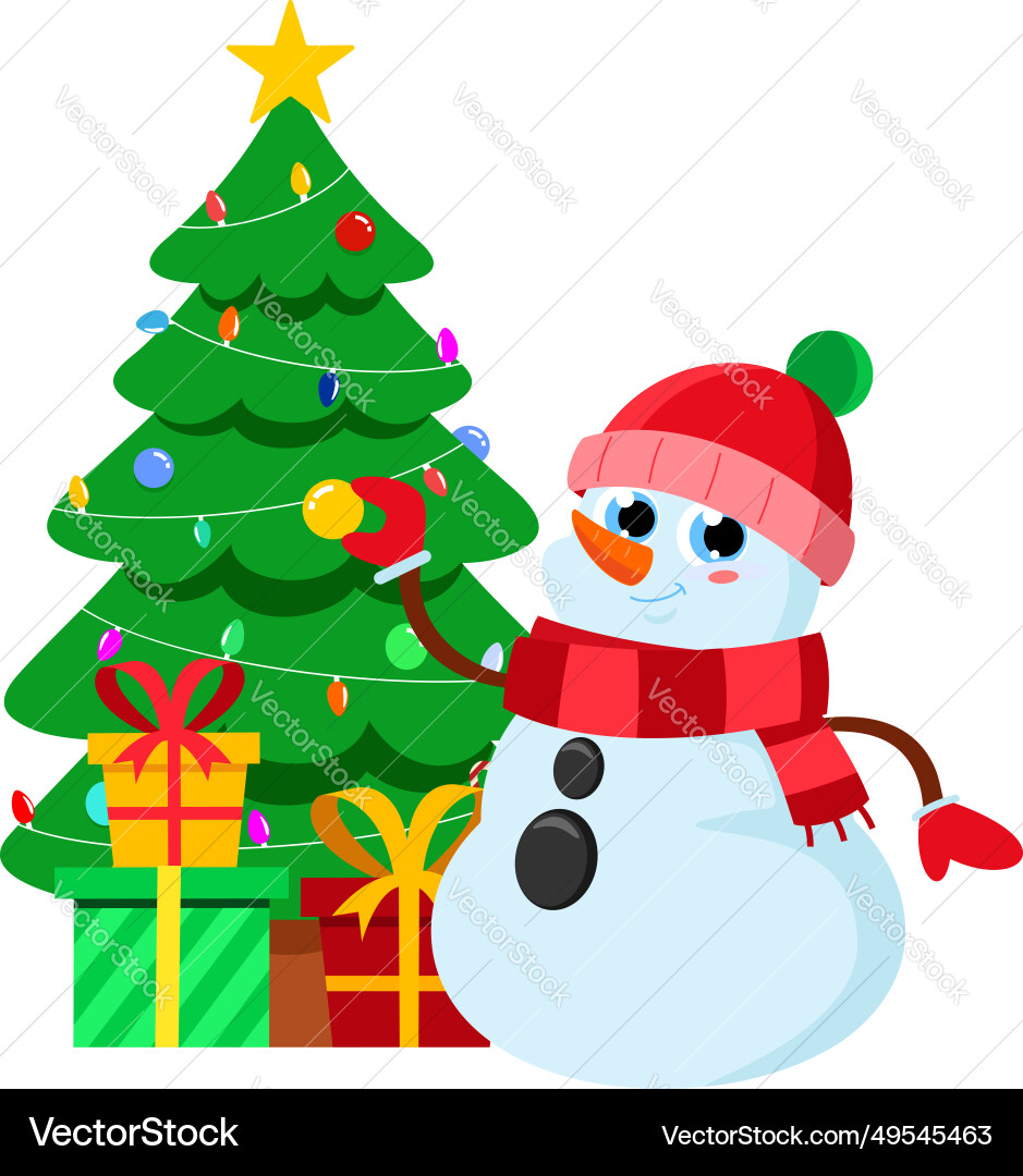 Cute snowman cartoon character Royalty Free Vector Image