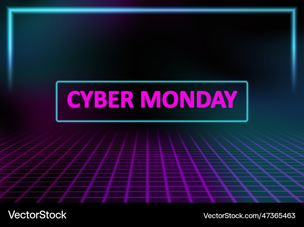 Cyber monday background with neon style Royalty Free Vector