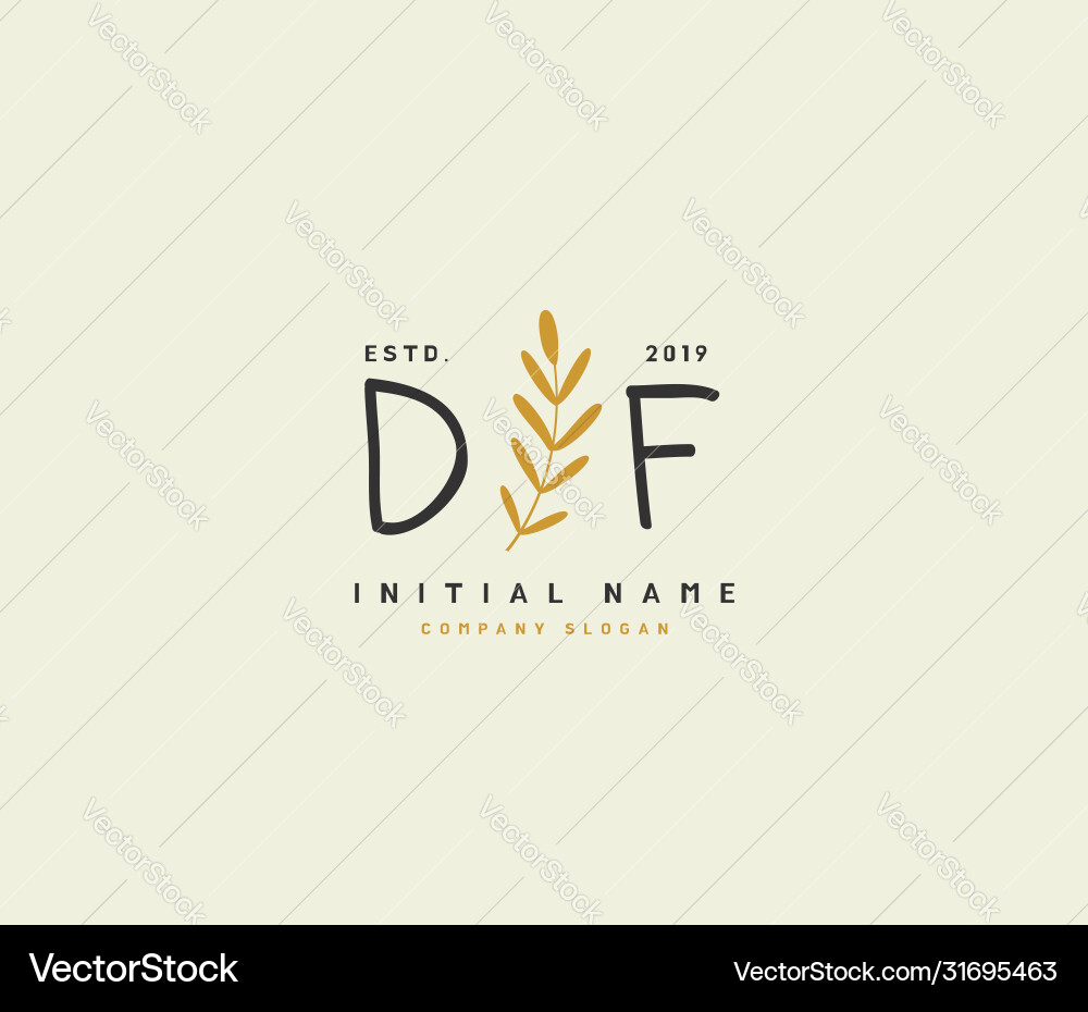 D f df beauty initial logo handwriting Royalty Free Vector
