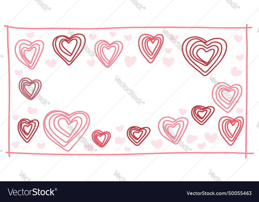 Doodle of heart frame for valentines day hand Vector Image