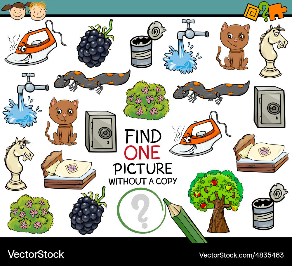 Find single picture game cartoon Royalty Free Vector Image