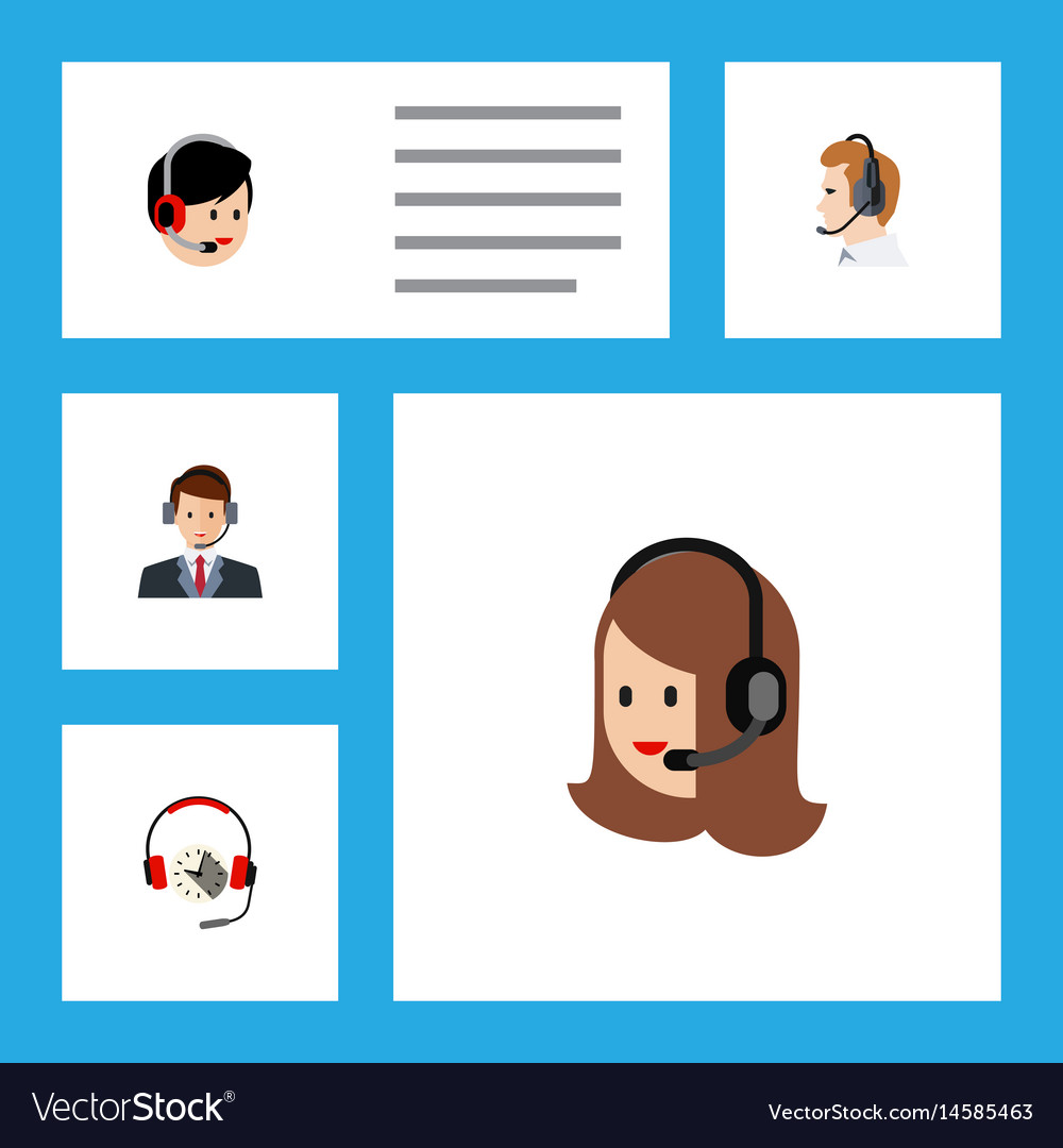 Flat hotline set of operator headphone Royalty Free Vector Flat hotline set of operator headphone Royalty Free Vector