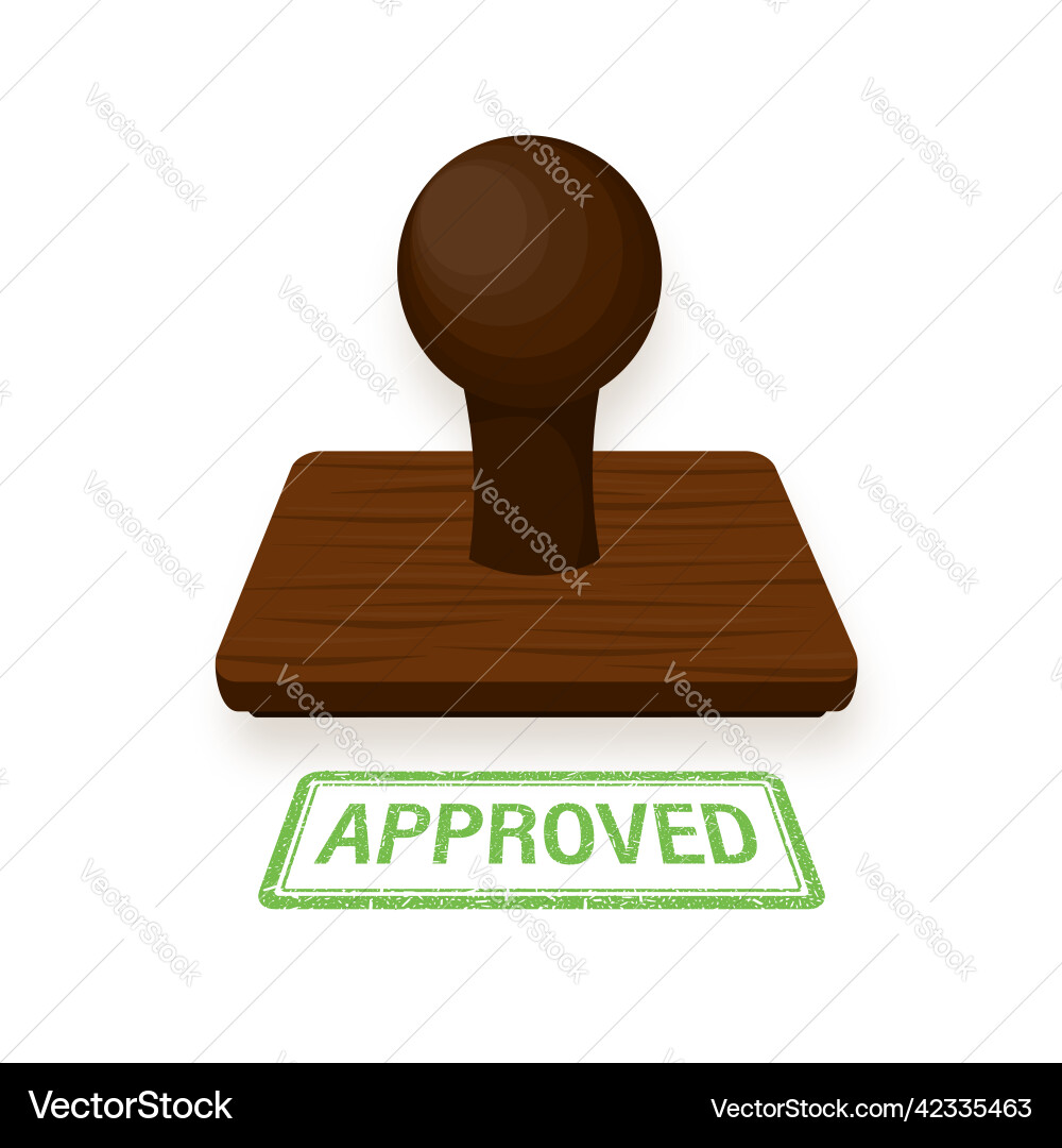Flat icon with approved stamp hand for paper Vector Image