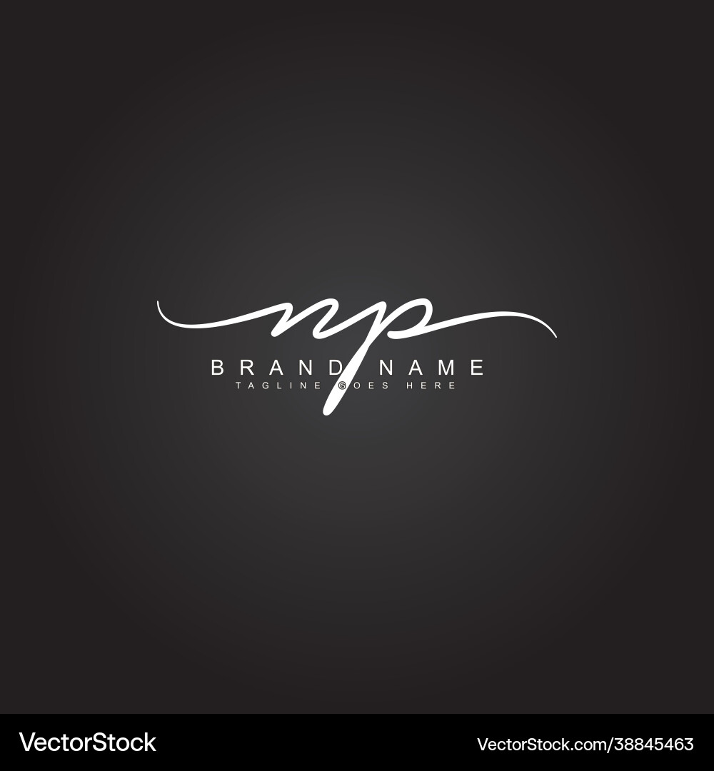 Initial letter np logo - hand drawn signature Vector Image