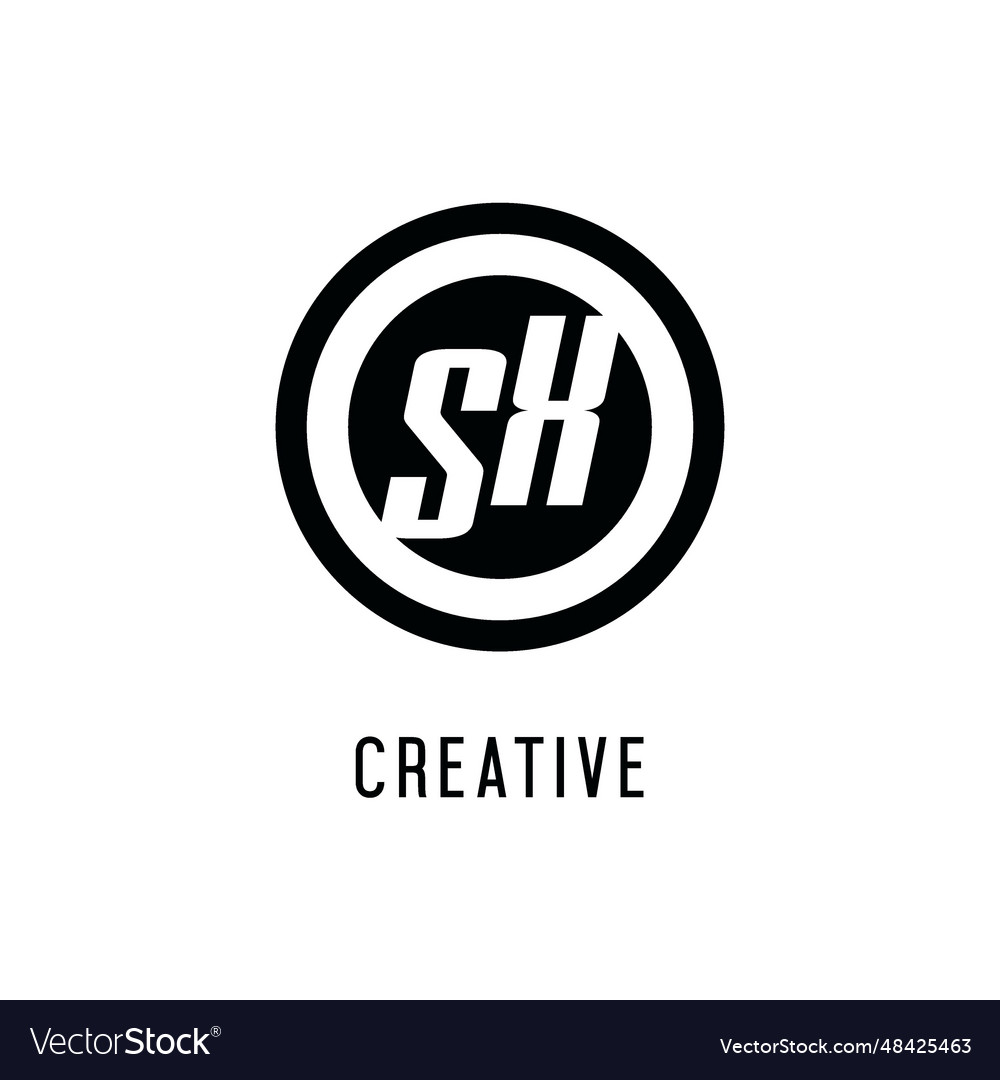 Initial sx logo concentric circle line clean Vector Image