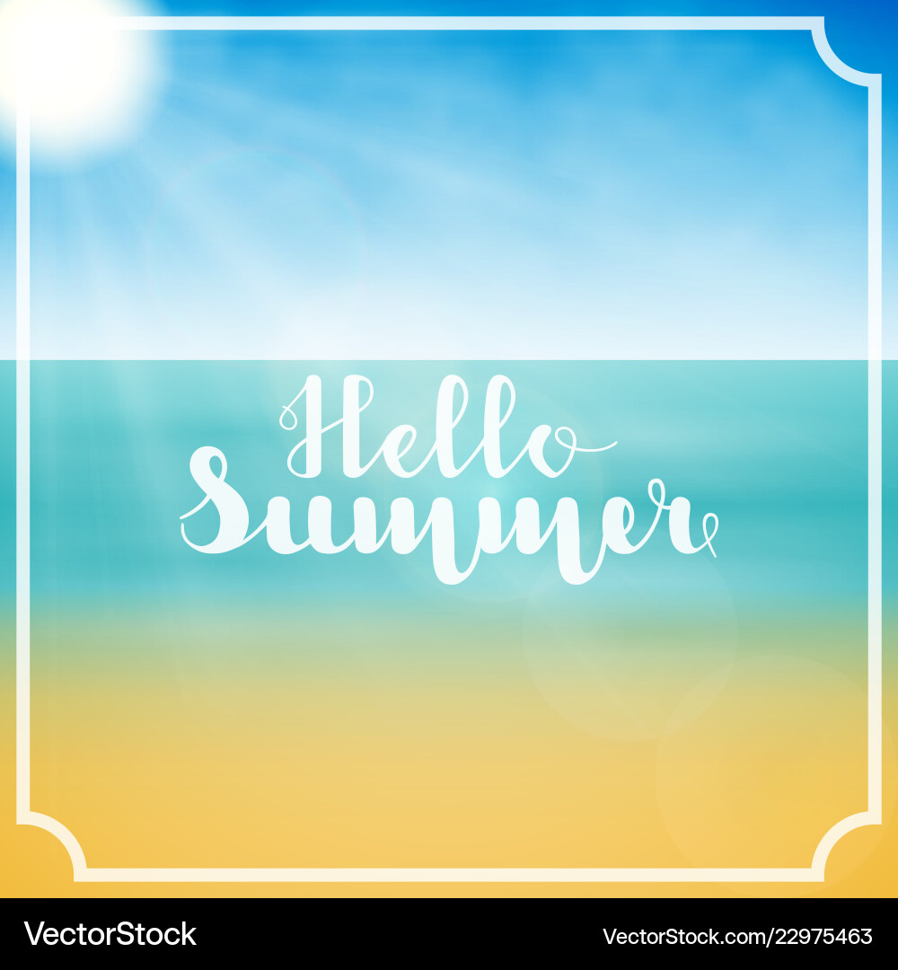 Lettering hello summer in white color abstract Vector Image