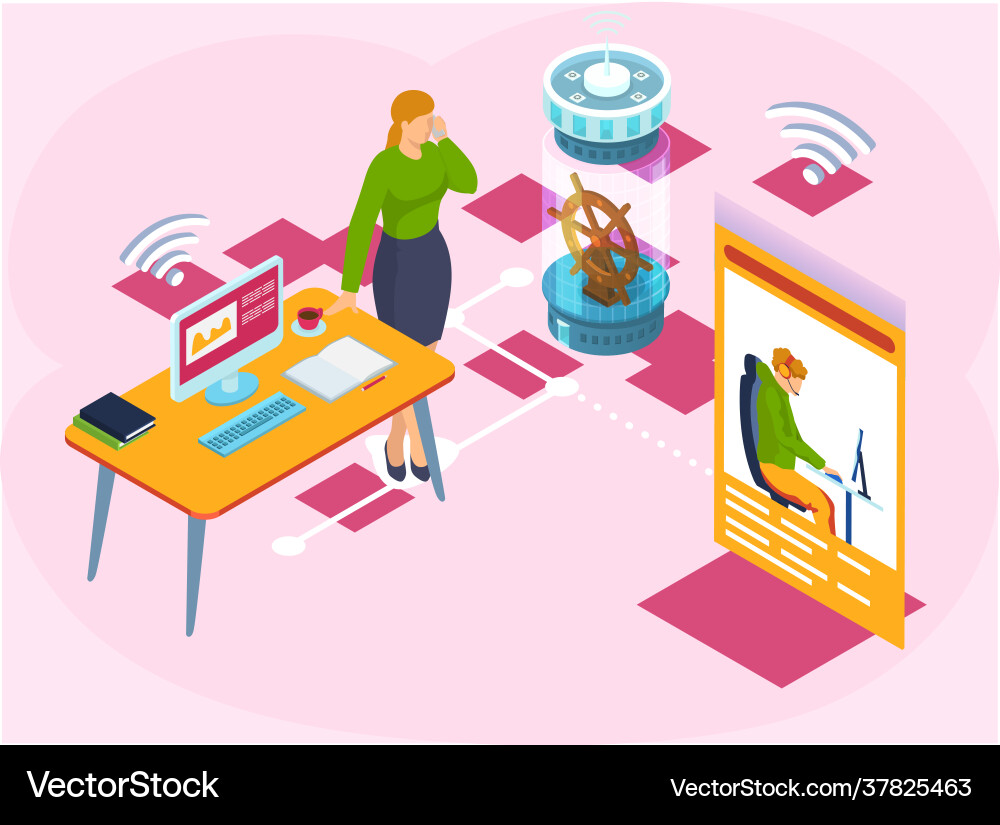 Remote working and networks professional business Vector Image