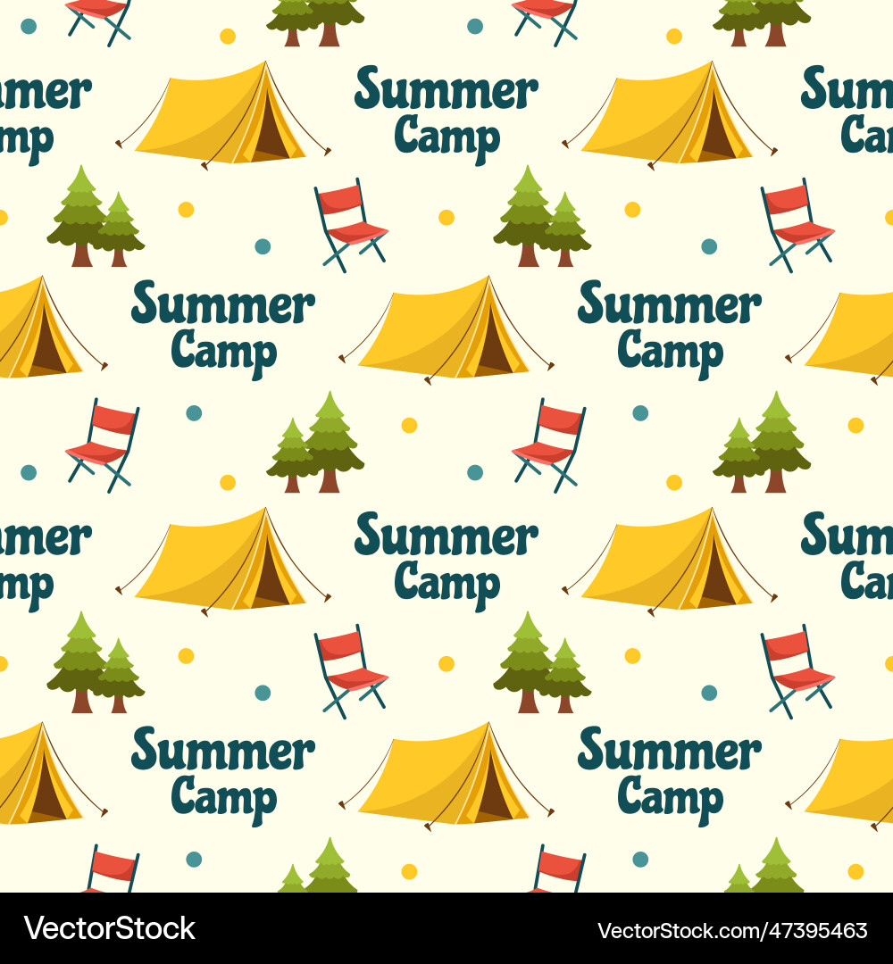 Summer camp seamless pattern design of camping Vector Image