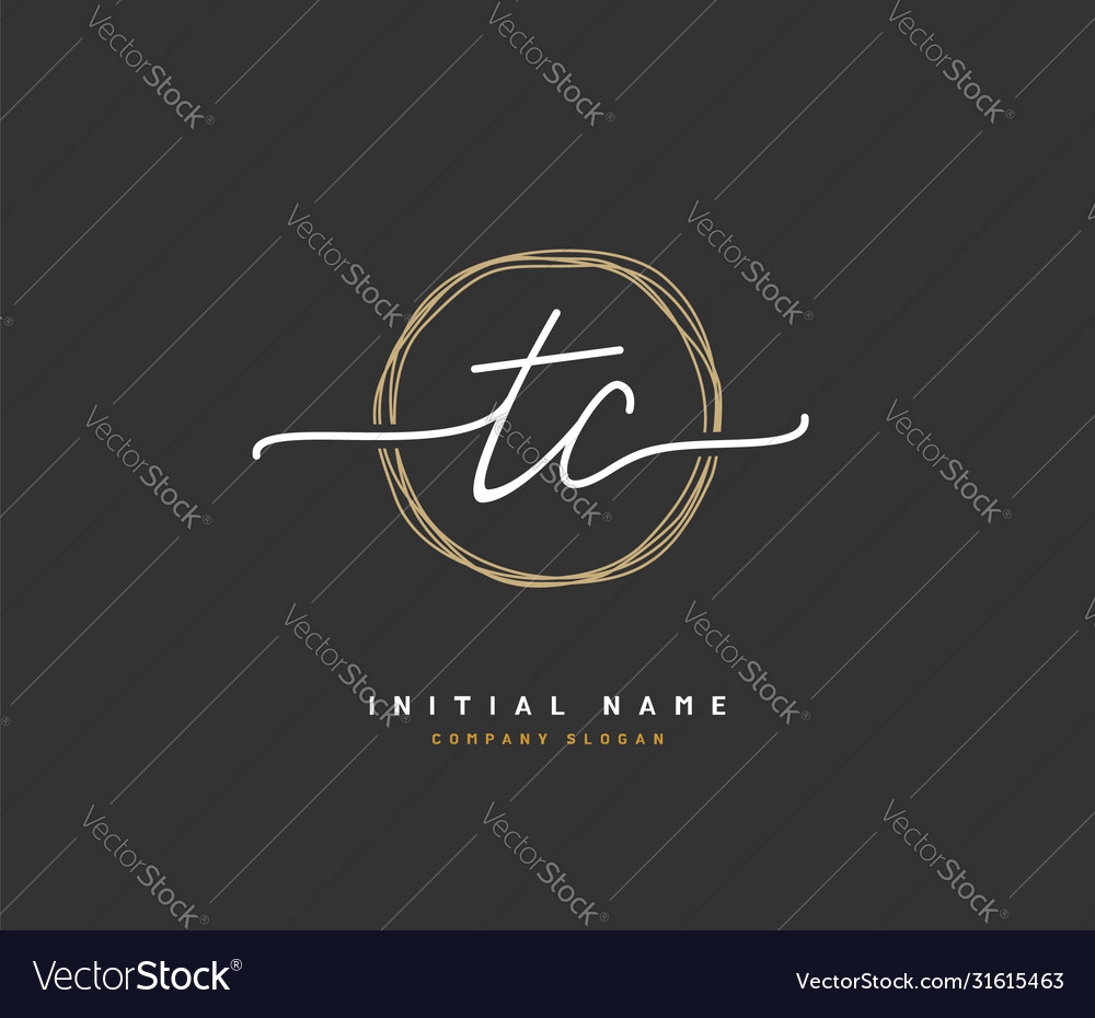 T C Tc Beauty Initial Logo Handwriting Royalty Free Vector