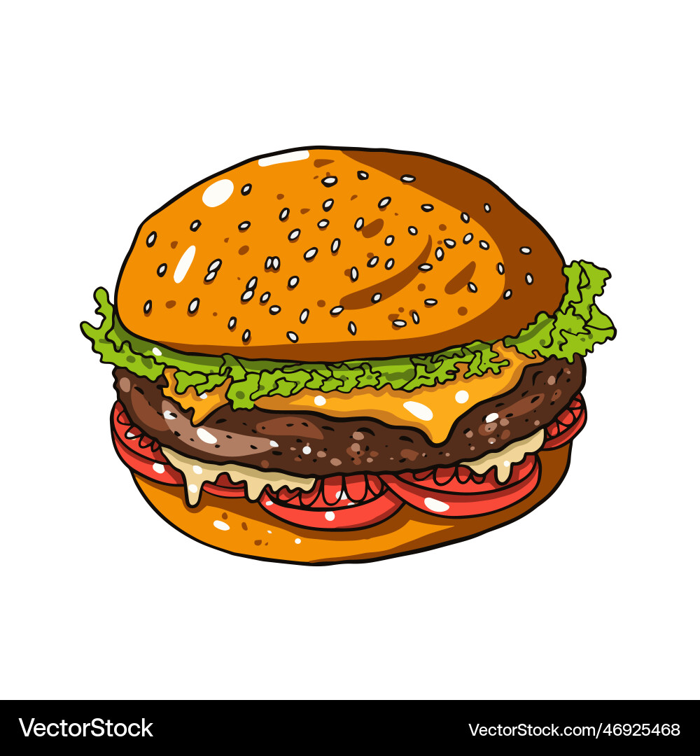 Burger with meat tomato and cheese Royalty Free Vector Image