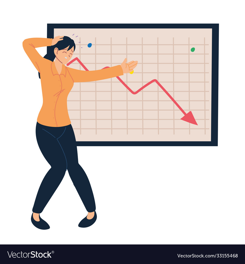 Businesswoman cartoon with headache and decrease Vector Image