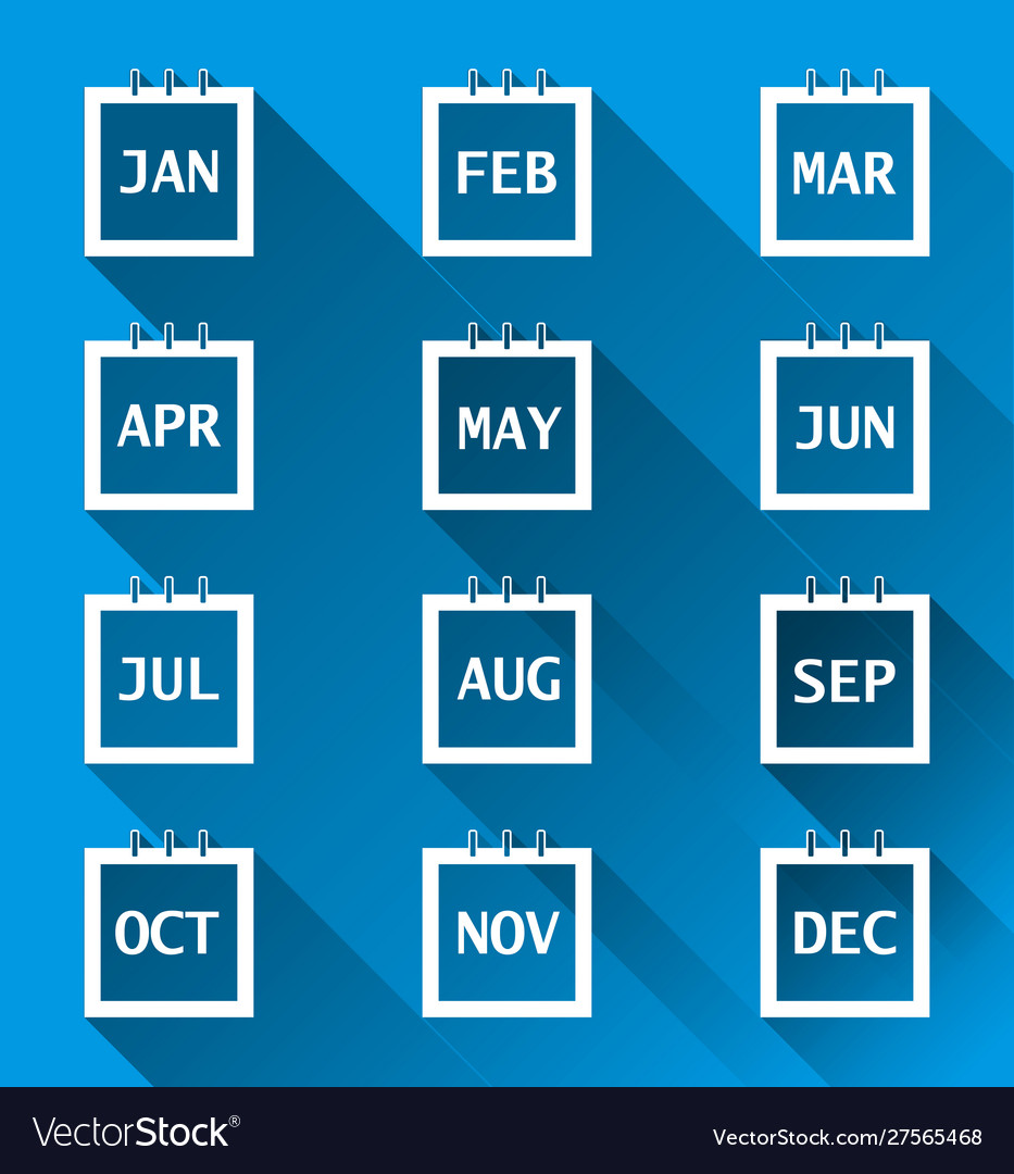 Calendar month set icon on blue background flat Vector Image
