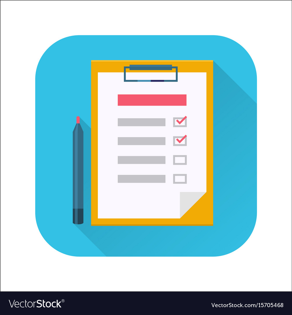 Checklist flat icon Royalty Free Vector Image - VectorStock
