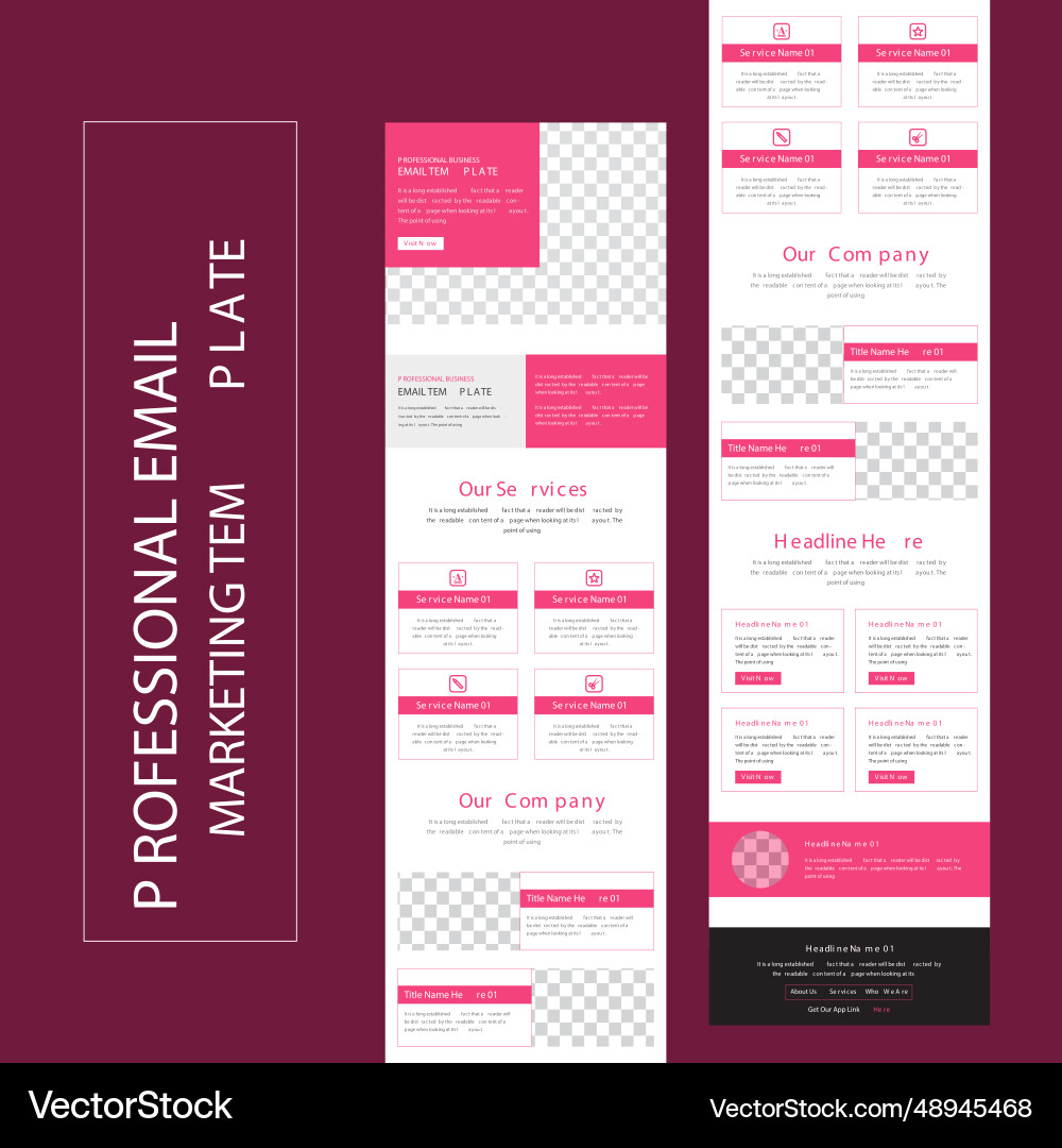 Email newsletter template for professional Vector Image