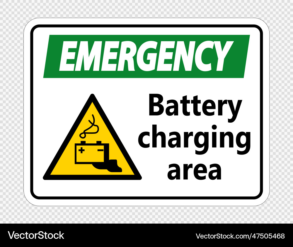 Emergency battery charging area sign Royalty Free Vector