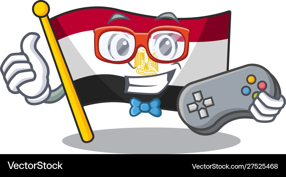 Gamer flag egypt folded in mascot cupboard Vector Image