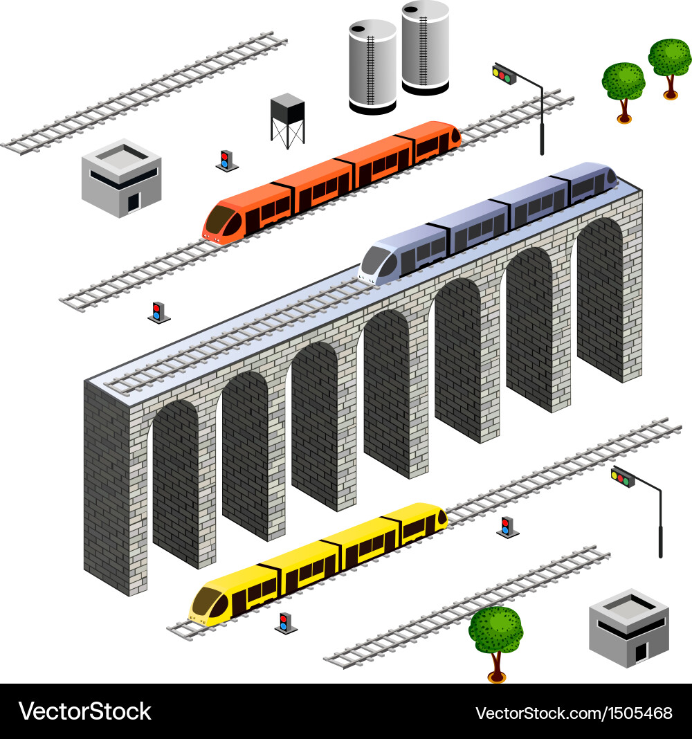 Isometric railroad Royalty Free Vector Image - VectorStock