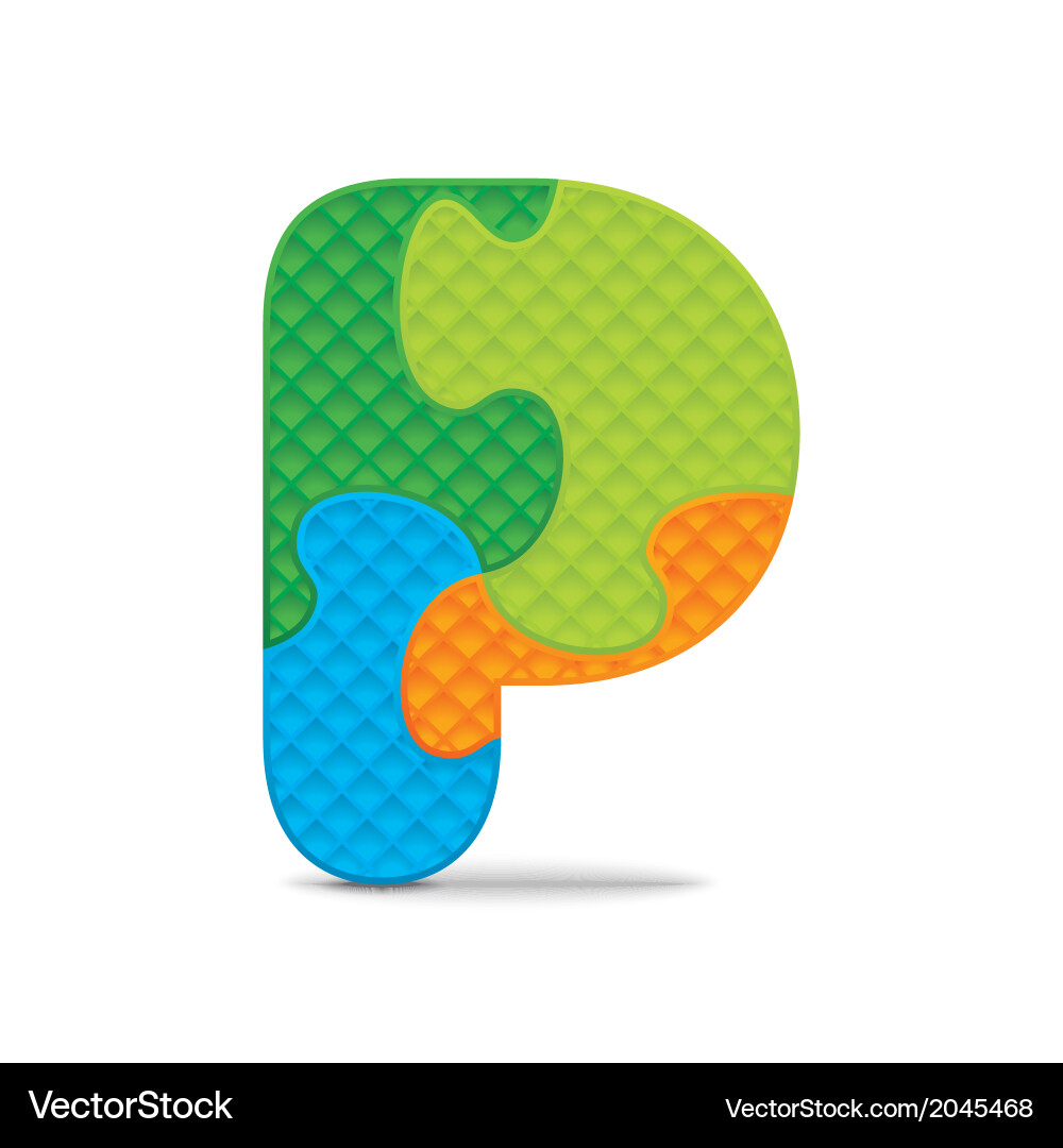 Letter p written with alphabet puzzle Royalty Free Vector