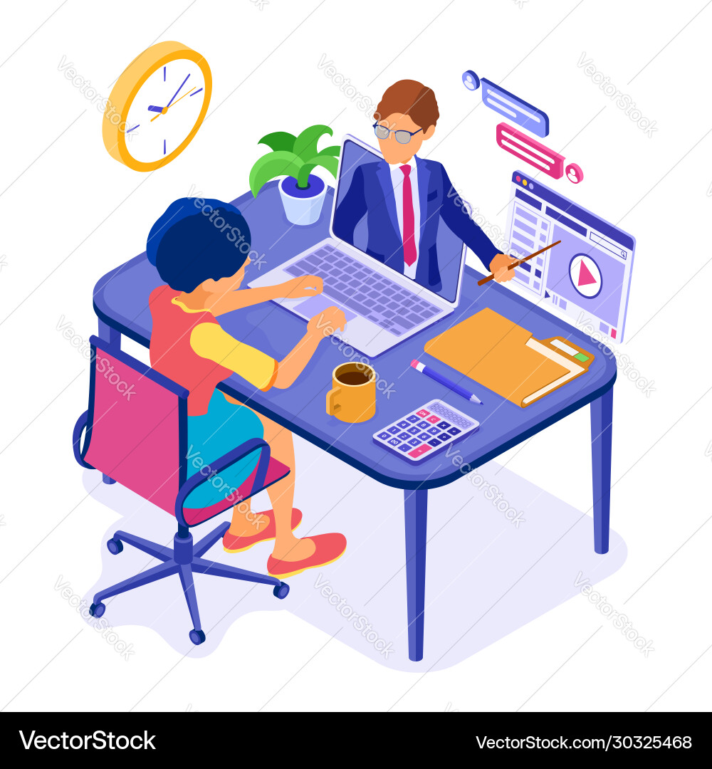 Online distance education from home Royalty Free Vector