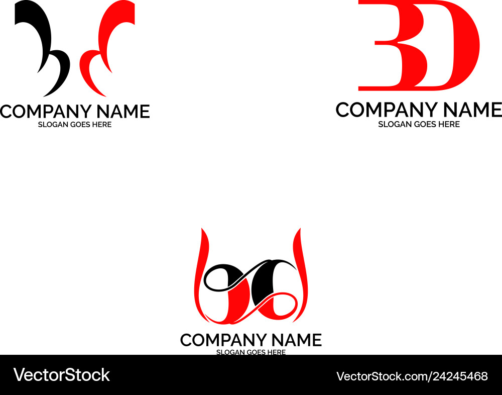 Set of bd logo letter design template element Vector Image
