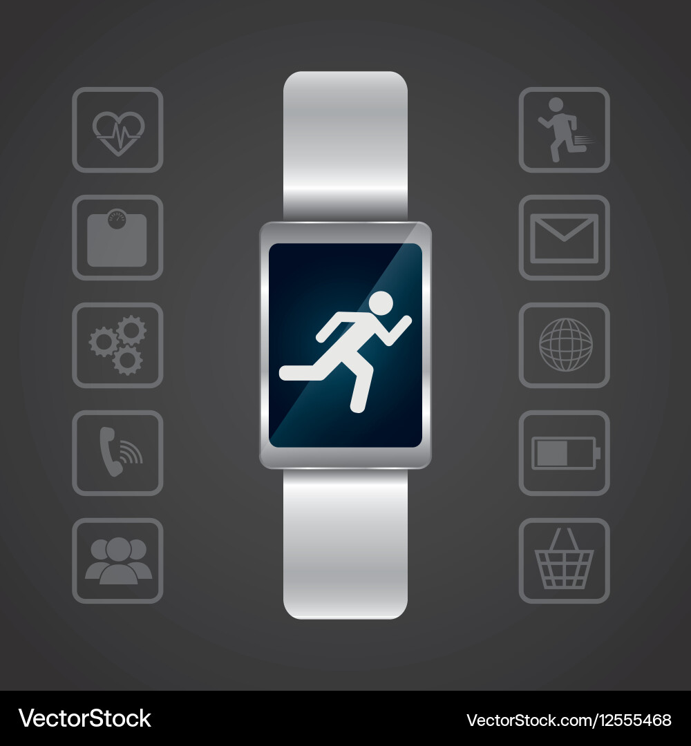 Smart watch wearable technology portable dark Vector Image