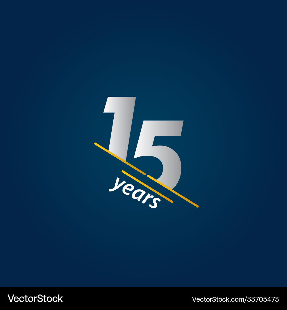15 years anniversary celebration blue and white Vector Image