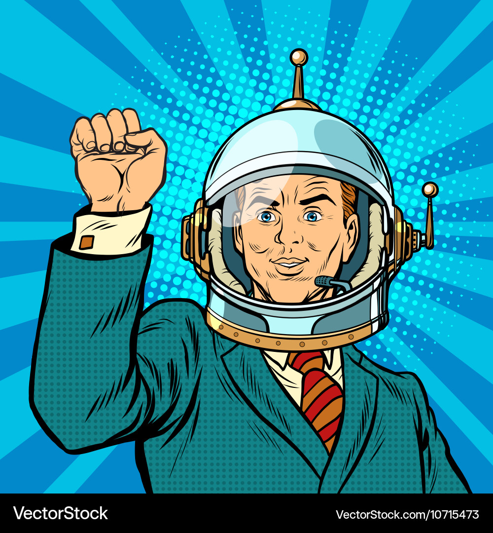Businessman astronaut hand in a gesture unity Vector Image