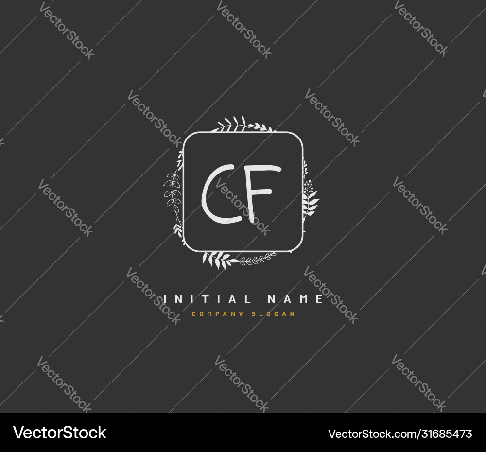 C f cf beauty initial logo handwriting Royalty Free Vector