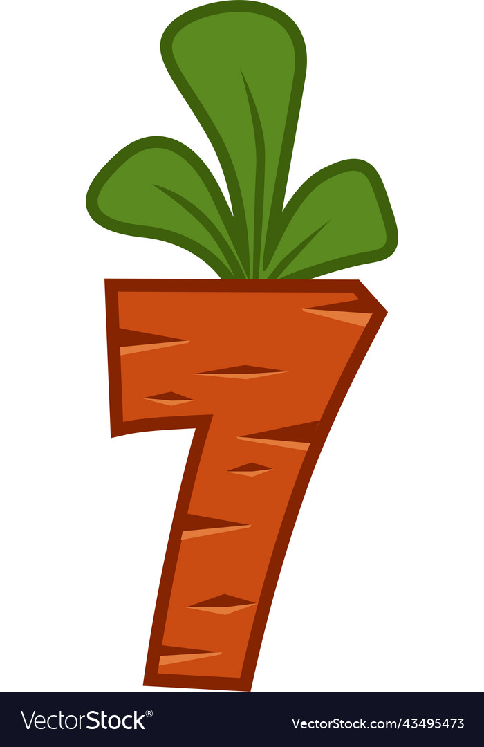 Cartoon carrot number seven font kids number Vector Image Cartoon carrot number seven font kids number Vector Image